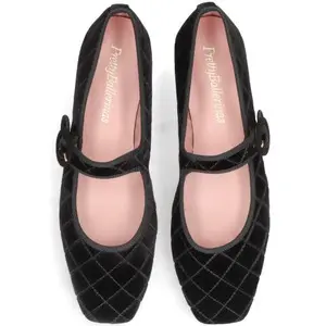 Pretty Ballerinas Square Toe Criss-cross Mary Jane - Black