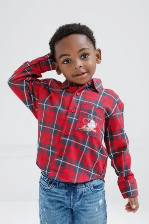 Disney Long Sleeve Button Down Shirt - Mickey Mouse Red