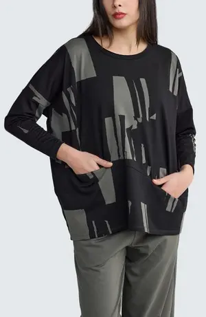 LUUKAA Marilla Printed Tunic - Khaki Black