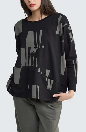 LUUKAA Marilla Printed Tunic - Khaki Black