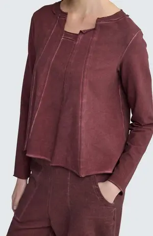 LUUKAA Drishti Asymmetrical Blouse - Mulberry Red