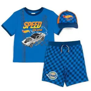 HOT WHEELS T-shirt, Shorts, And Baseball Cap Set - Blue