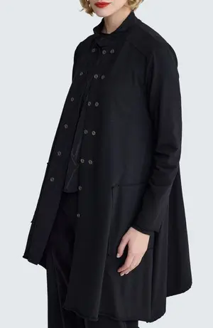 LUUKAA Asymmetric Cotton Jersey Jacket - Black