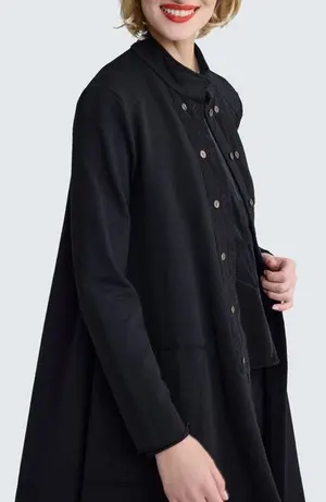 LUUKAA Asymmetric Cotton Jersey Jacket - Black