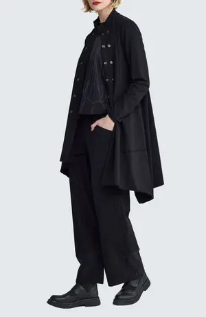LUUKAA Asymmetric Cotton Jersey Jacket - Black
