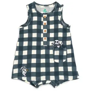 Disney Sleeveless Gauze Romper - Black/ Jack Skellington
