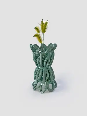 FORM & SEEK Frosting Vase Green