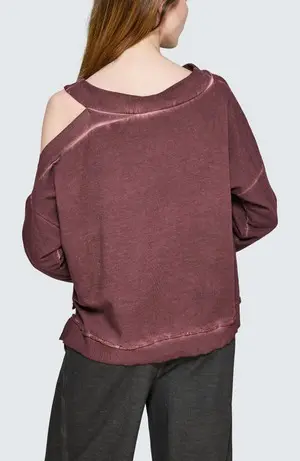 LUUKAA Asymmetrical One-shoulder Pullover - Mulberry Red