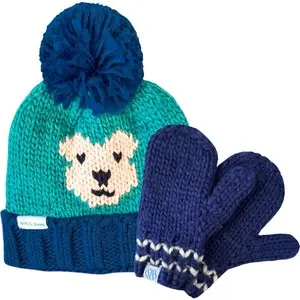 BITS & BOWS Knit Hat And Mittens Set