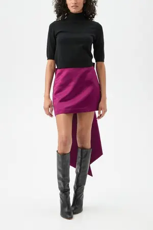 Trina Turk Satin Mini Skirt With Bow Detail