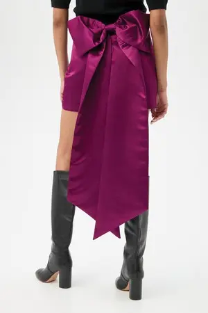 Trina Turk Satin Mini Skirt With Bow Detail