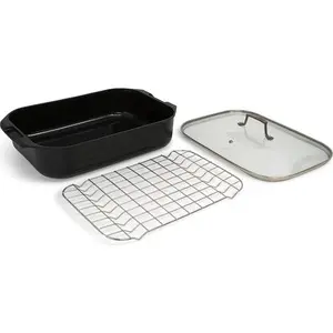 BLU. Roasting Pan With Lid And Roasting Rack - Black