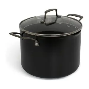 BLU. 8.5qt Stock Pot With Double Strainer Lid - Black