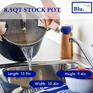 BLU. 8.5qt Stock Pot With Double Strainer Lid