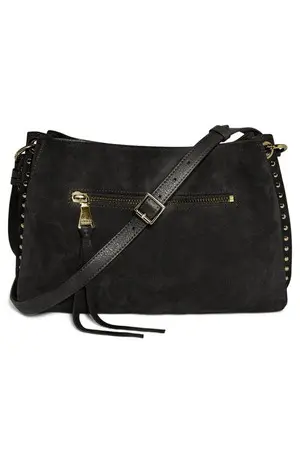 AIMEE Roma Suede Shoulder Bag - Black Suede