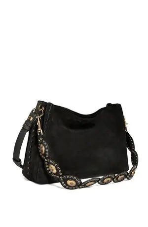 AIMEE Roma Suede Shoulder Bag - Black Suede