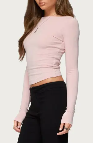 EDIKTED Boat Neck Top - Light-pink