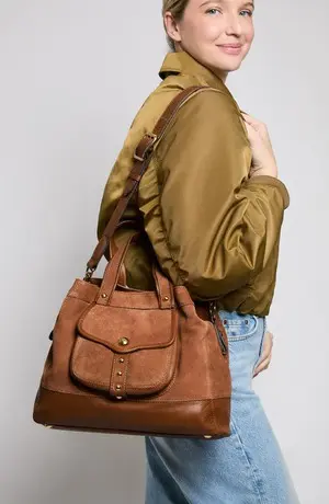 AIMEE Convertible Shopper Bag - Chestnut Suede