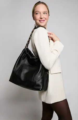 AIMEE Large Lennon Shoulder Bag - Black
