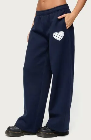 EDIKTED I Heart London Sweatpants - Navy