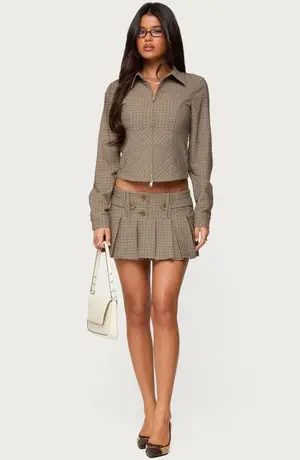 EDIKTED Plaid Pleated Mini Skort