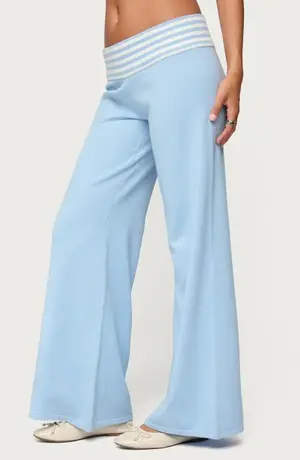 EDIKTED Clarisse Stripe Foldover Pants