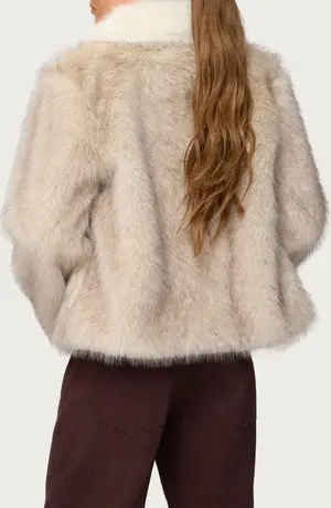 EDIKTED Faux Fur Jacket With Contrast Collar