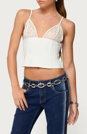 White Lace Crop Tops