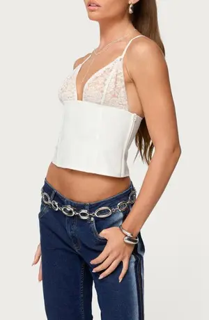 EDIKTED Lace Boned Crop Camisole