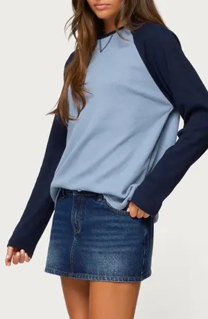 EDIKTED Oversized Waffle Knit Raglan Sleeve Top