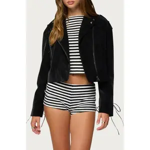 EDIKTED Faux Suede Biker Jacket