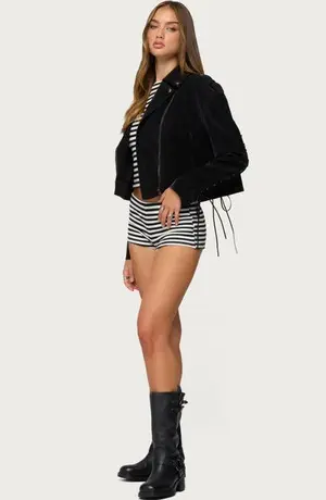 EDIKTED Faux Suede Biker Jacket