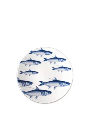 CASKATA School Of Fish Coupe Salad Plateporcelainset 4 - Blue