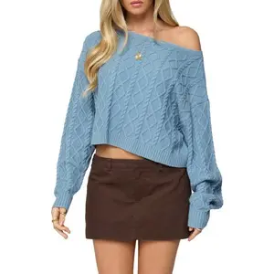 EDIKTED Cable Knit Off-the-shoulder Sweater