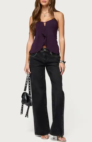EDIKTED Lorenna Split Front Halter Top