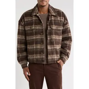 Bp. Brushed Plaid Flannel Shirt Jacket - Brown Torte Clark Plaid