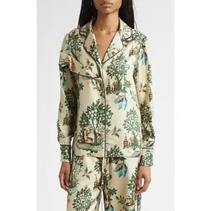 Monse Deconstructed Silk Pajama Top - Beige Multi