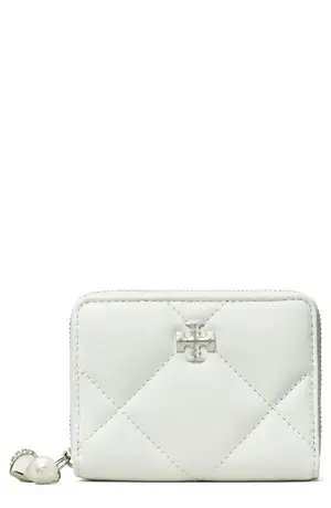 Tory Burch Kira Diamond Quilted Leather Zip Wallet - Cirrus Cloud