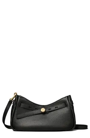 Tory Burch Romy Zip Top Leather Crossbody Bag - Black