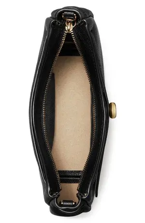 Tory Burch Romy Zip Top Leather Crossbody Bag - Black