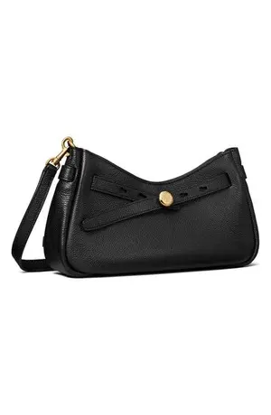 Tory Burch Romy Zip Top Leather Crossbody Bag - Black