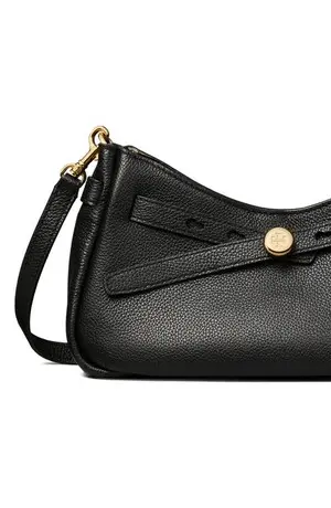 Tory Burch Romy Zip Top Leather Crossbody Bag - Black