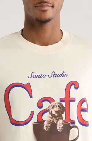 SANTO STUDIO Maple Café Cotton Graphic T-shirt