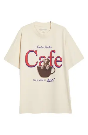 SANTO STUDIO Maple Café Cotton Graphic T-shirt