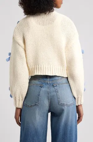 ROFFE ACCESSORIES Bow Accent Cropped Cardigan