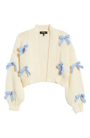 ROFFE ACCESSORIES Bow Accent Cropped Cardigan