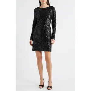 Sam Edelman Sequin Long Sleeve Mini Shift Dress