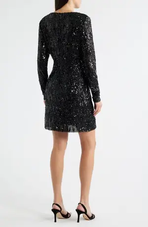 Sam Edelman Sequin Long Sleeve Mini Shift Dress