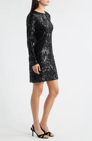 Sam Edelman Sequin Long Sleeve Mini Shift Dress