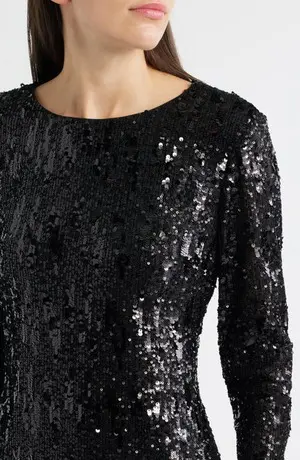 Sam Edelman Sequin Long Sleeve Mini Shift Dress